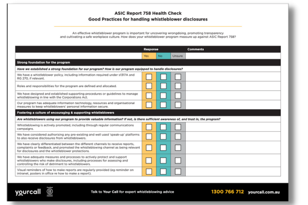 Download Your Call's ASIC 758 Checklist
